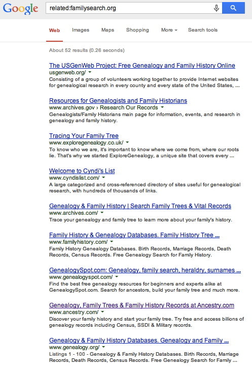 Google Search Similar Websites – Tuesday's Tip - Sassy Jane Genealogy