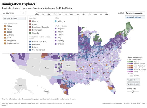 U.S. Immigration Interactive Map 1880-2000 – Sassy Jane Genealogy